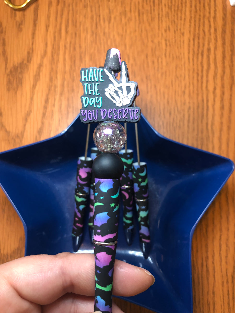 Beadable Plastic Print Pen Blank - Bat & Moon || Witch Pagan Spooky Go ...