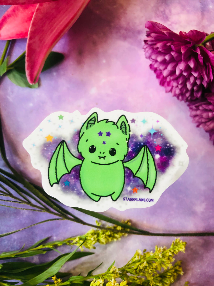 Green Batty with Starrs || Kawaii Cute Spooky Pastel Goth || Vinyl Sti ...