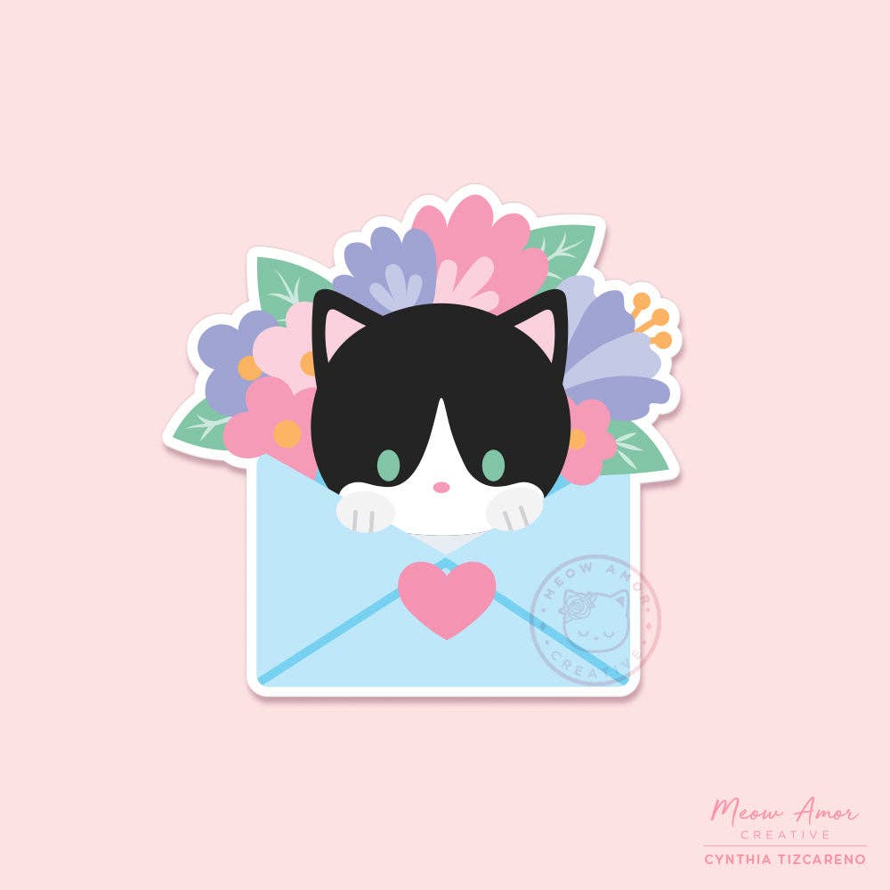 Tuxedo Cat Mail Vinyl Sticker – Starr Plans